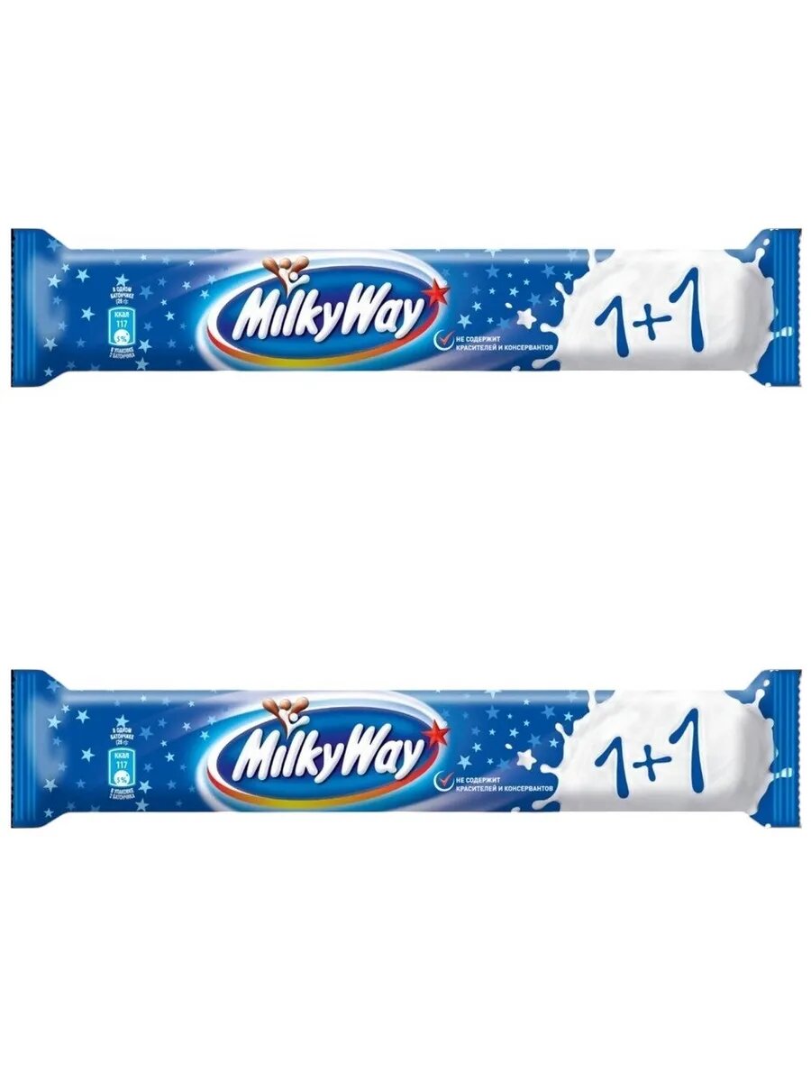 Milky Way Шоколадный батончик с молочной нугой и карамелью, 2 шт* 52 г