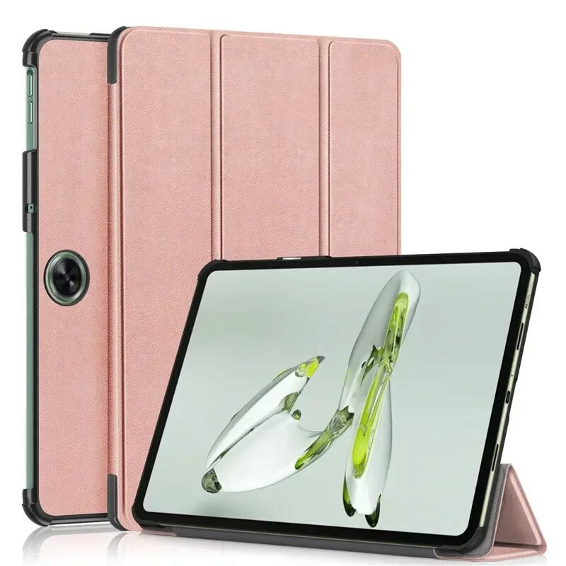 Чехол для OnePlus Pad Go из искусственной кожи Ecasetok For OnePlus Pad Go, Желтый, rose gold