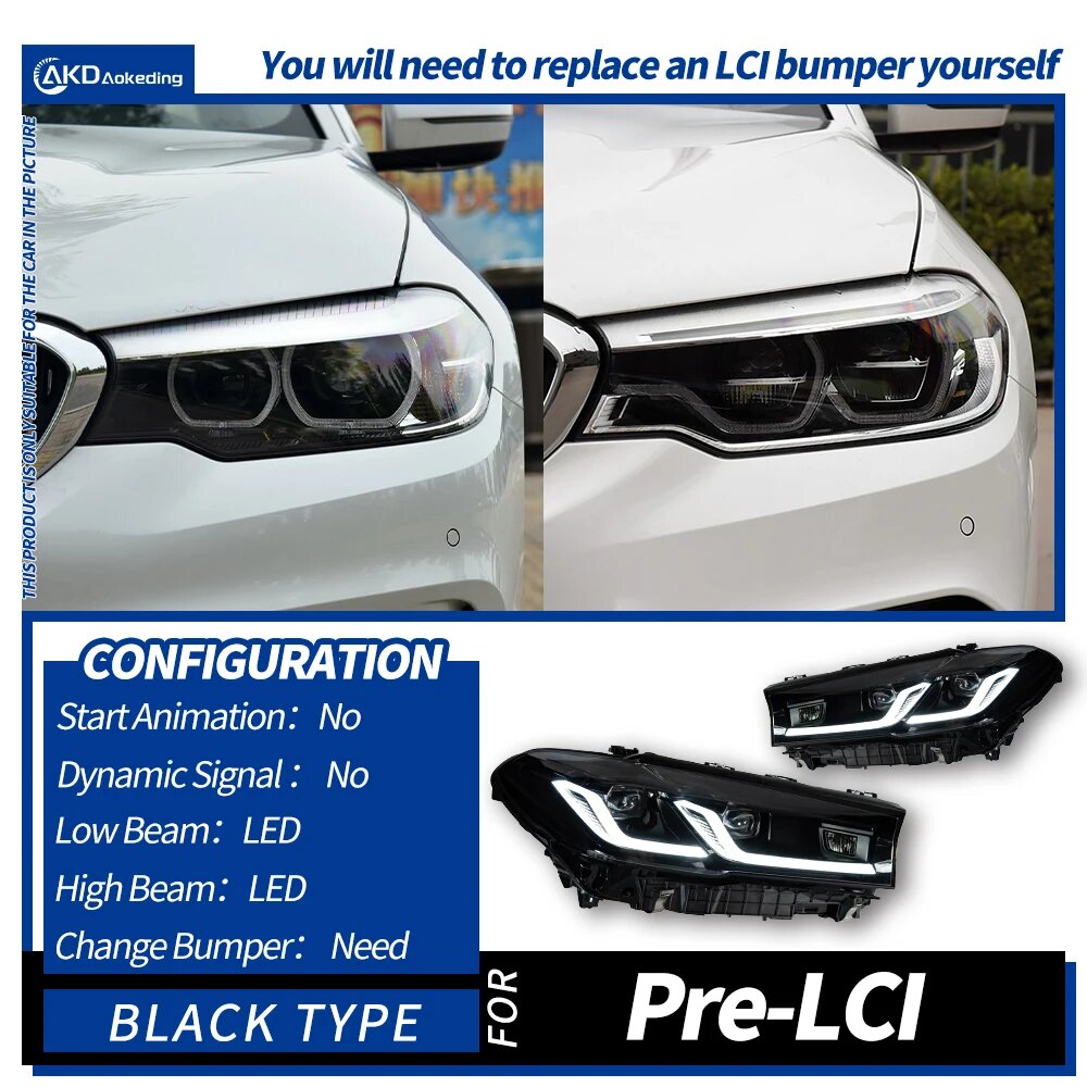 Автозапчасти для фар BMW 5 серии G30 2018-2023, обновление новейших M5 Competition LED DRL проекторных автомобильных аксессуаров modified