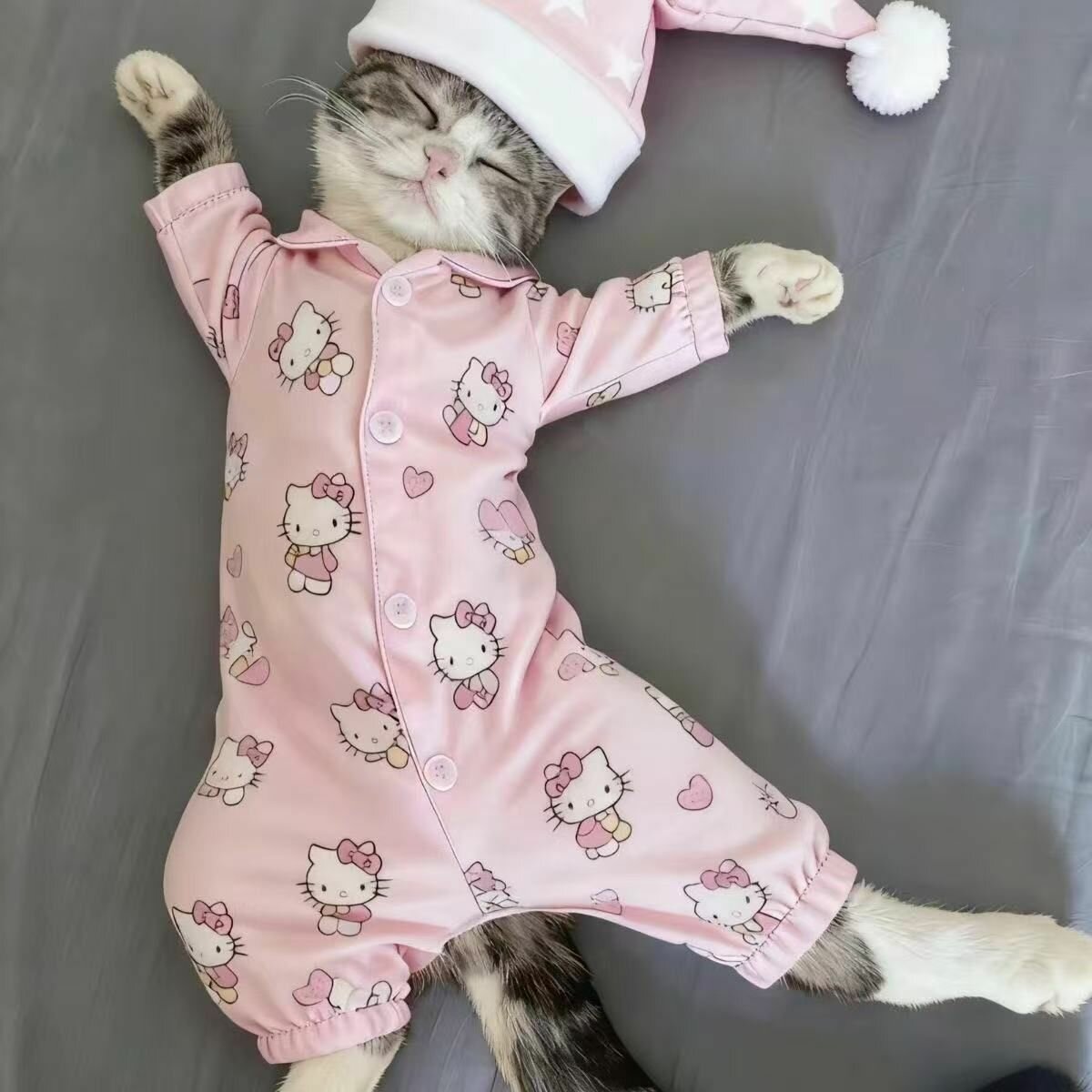 Кошачья пижама/В комплект не входит шляпа пижама с кошками кошачий принт пижама для сна