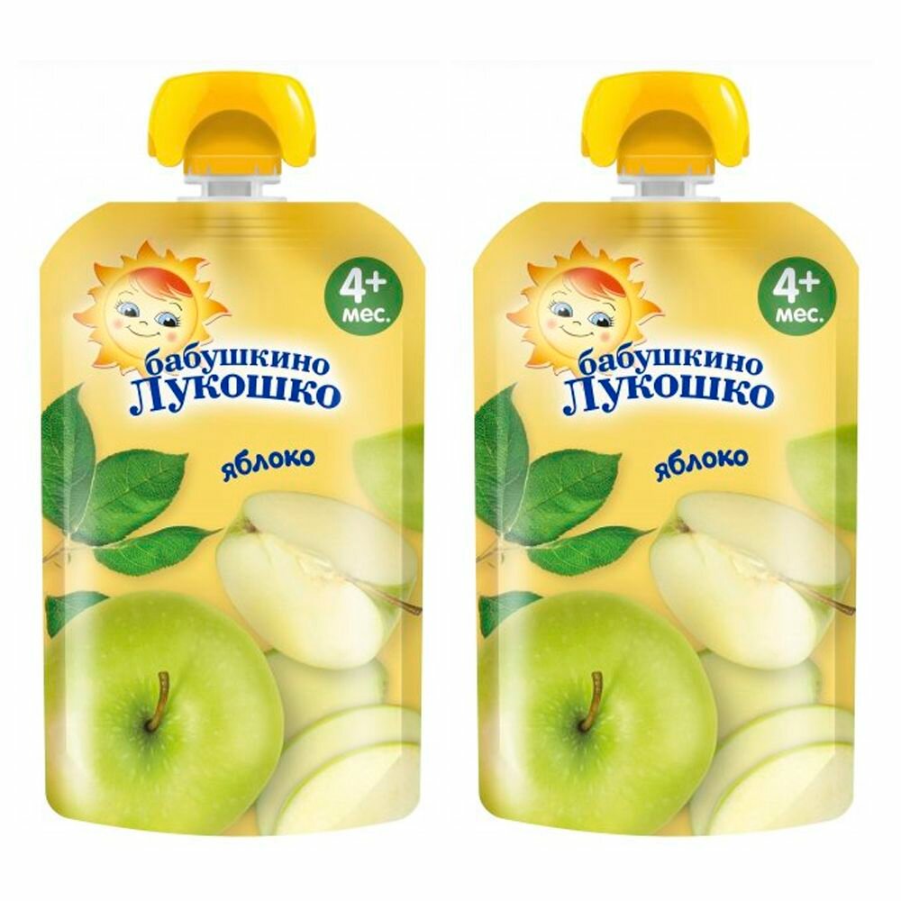 Пюре Бабушкино Лукошко из яблок, с 4 месяцев, 90 гр, 2 шт.