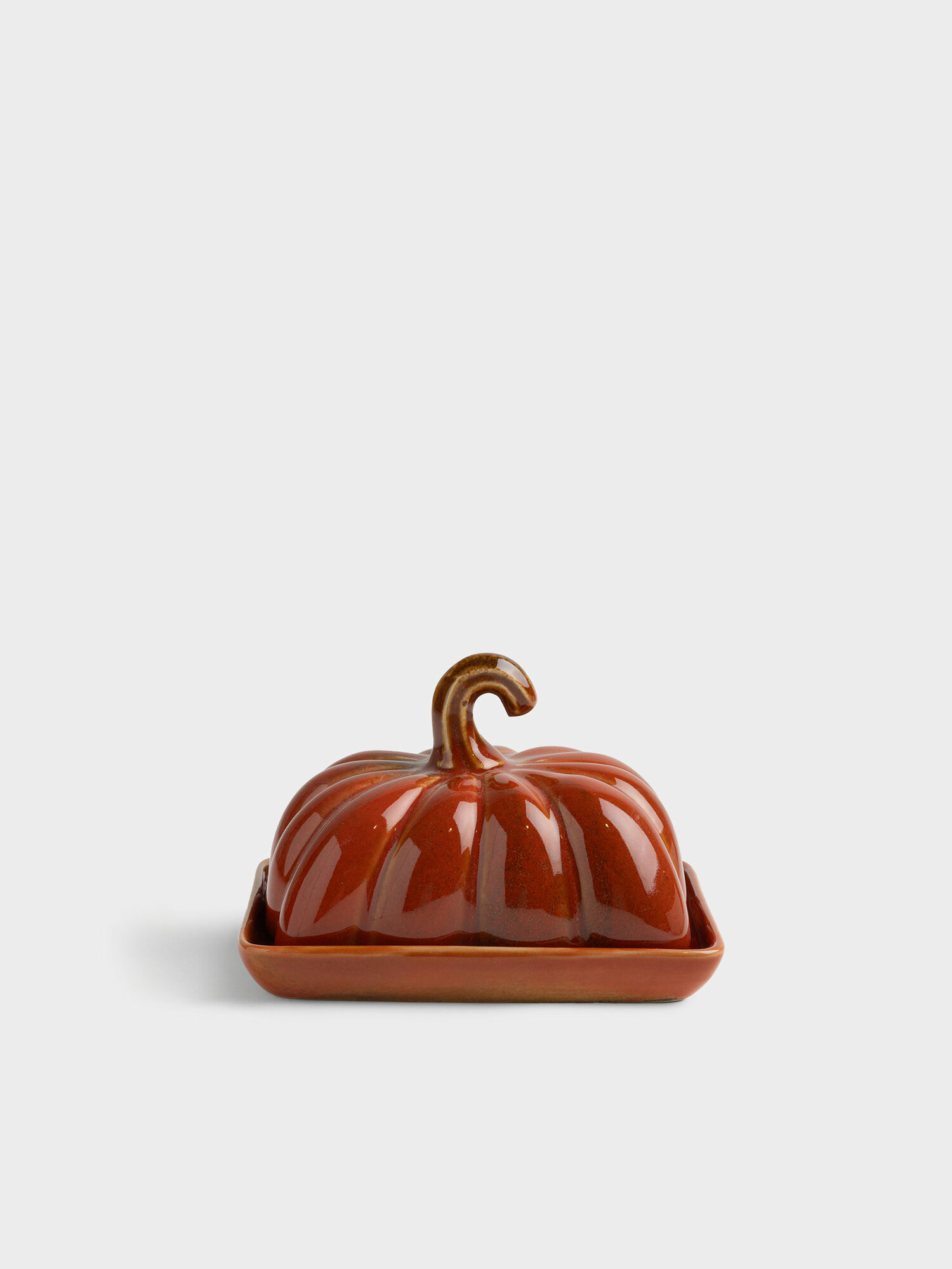 Масленка, 16 см, керамика K, прямоугольная, оранжевая, Тыква, Autumn gourds
