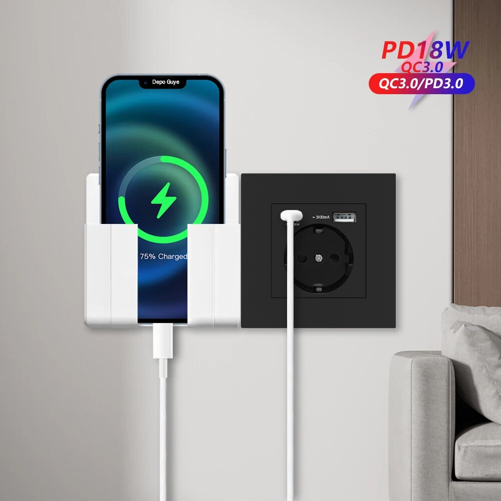 Розетка Depo Guye Gray EU socket — фото 1