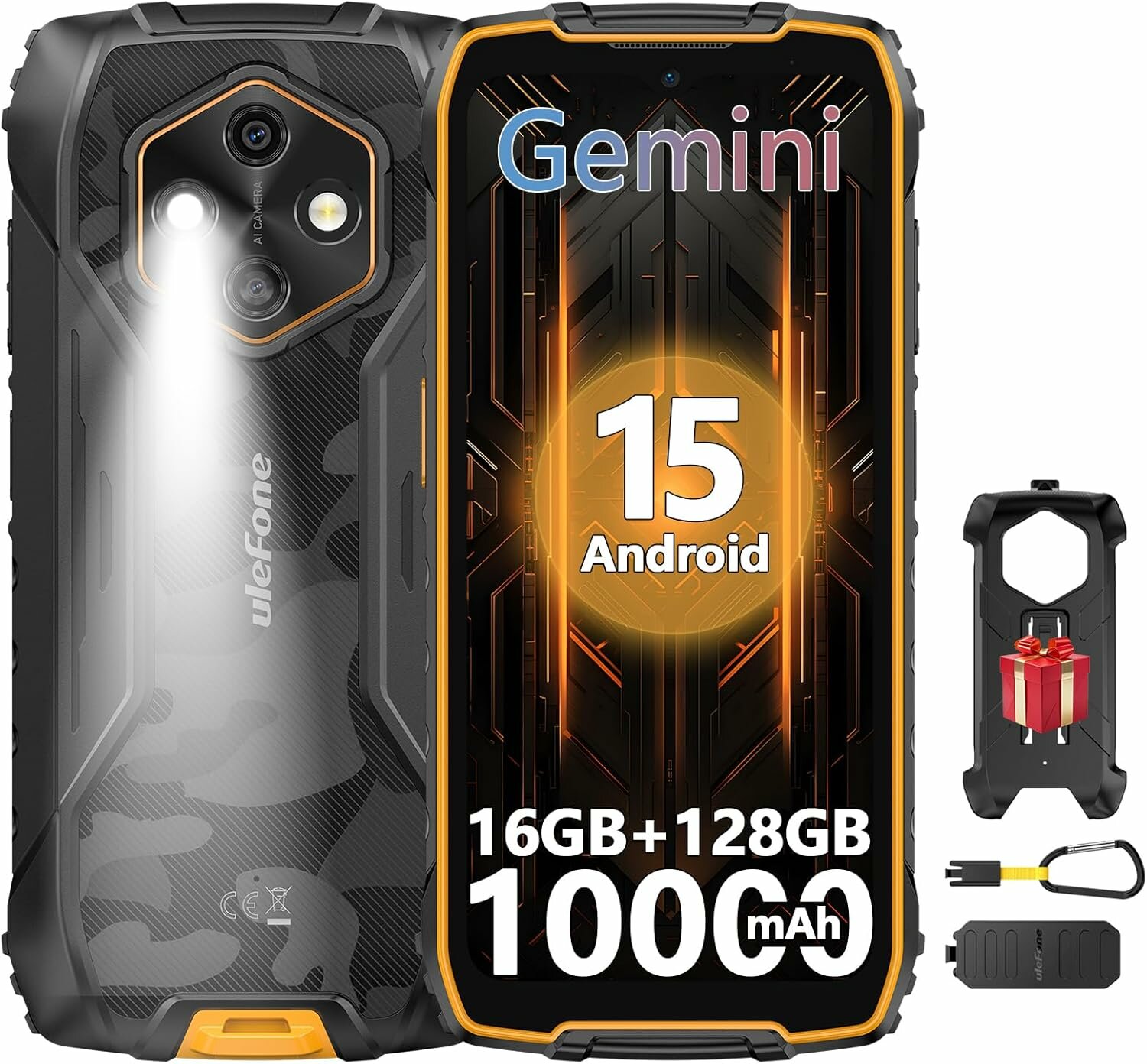 Ulefone RugKing 4 Pro — защищенный смартфон, 10000 мАч, 16 (8+8) ГБ 128 ГБ, 6,56-дюймовый экран.