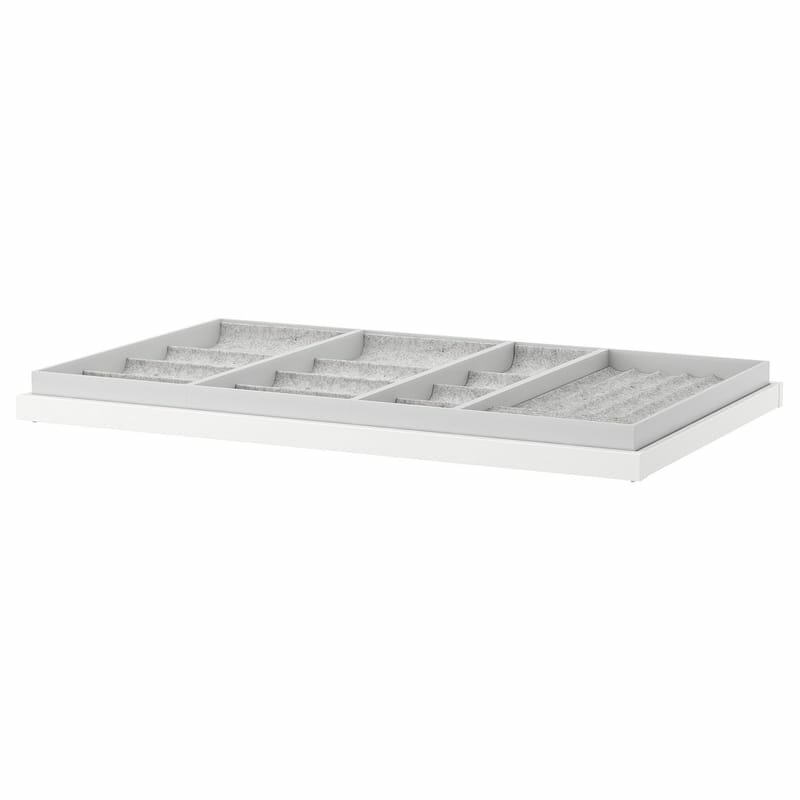 Корзина для хранения IKEA KOMPLEMENT выдвижная полка с вкладышем, белый, 100x58 см 492.493.63