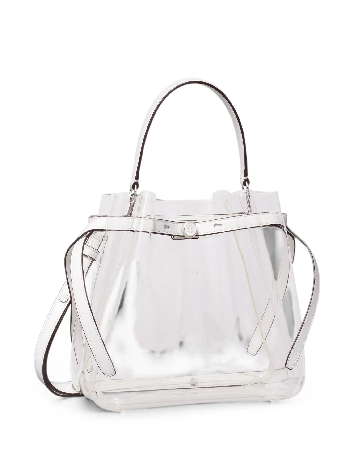 Сумка Tory Burch Romy clear bucket bag, бежевый/белый — фото 1