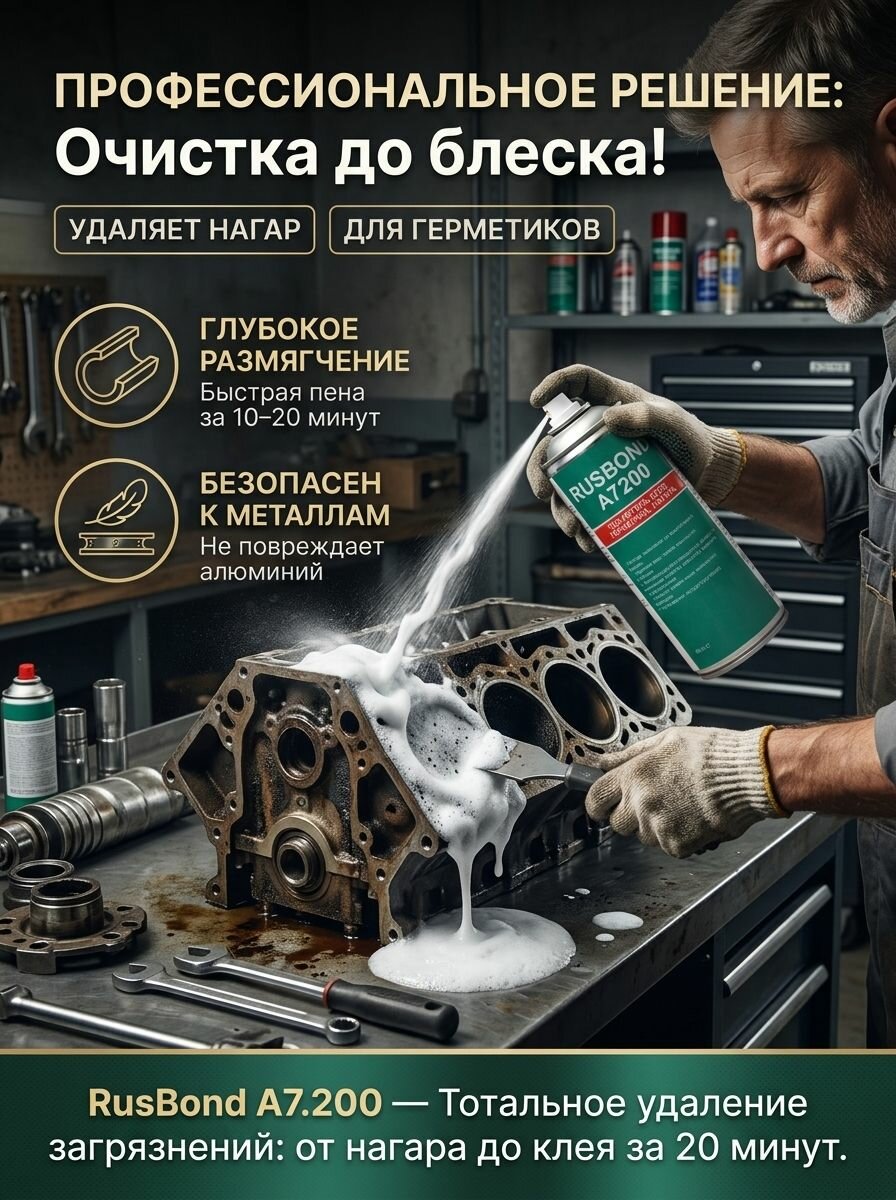Пенный удалитель клея, герметика, нагара RusBond A7.200, 400 мл