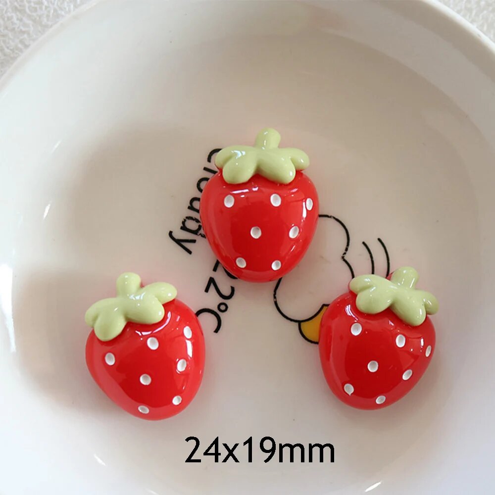 10 шт. миниатюрных плоских кабошонов из смолы Red Apple Strawberry