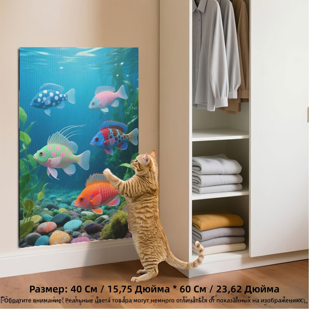 Самоклеящаяся когтеточка для кошек, коврик для заточки когтей на стену или диван, 40х60 см