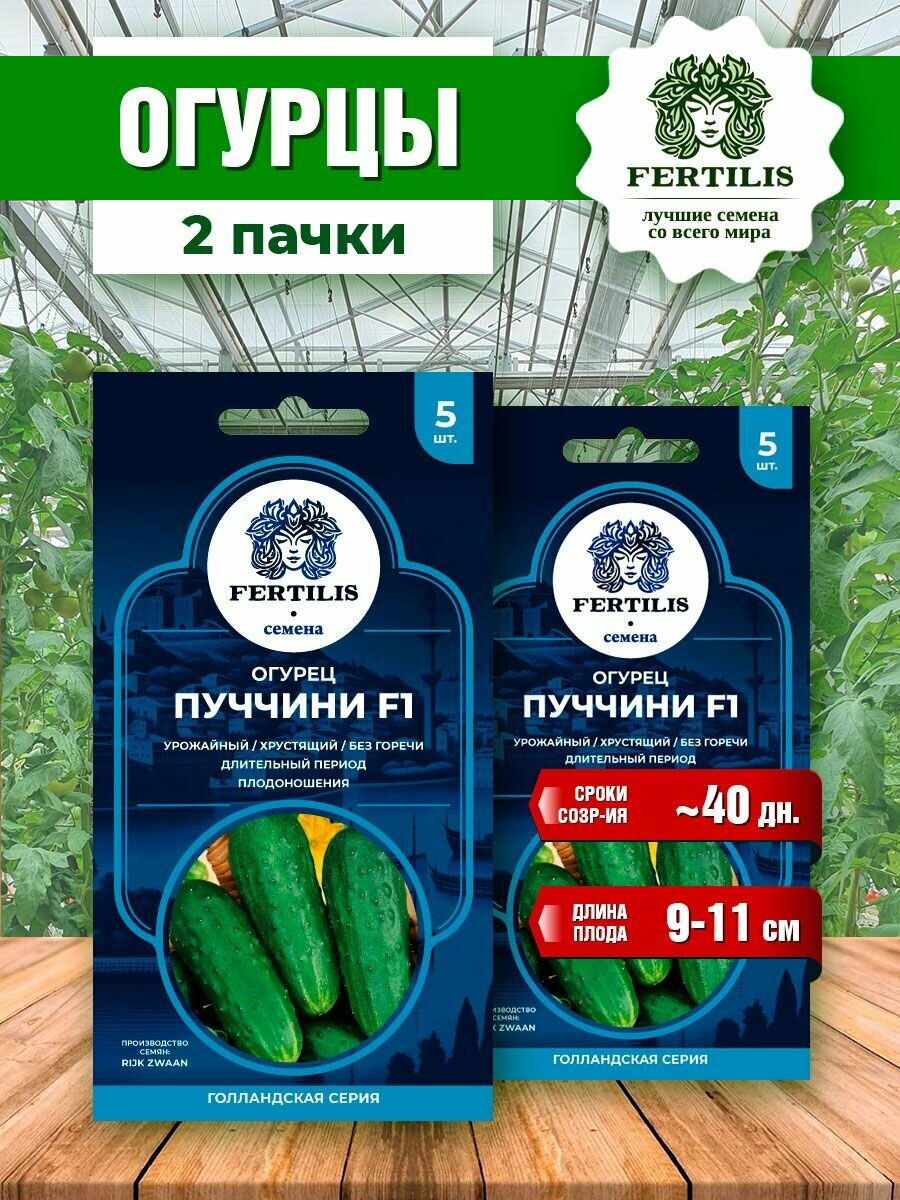Семена урожайного огурца "Пуччини F1" от компании Fertilis (2 пачки)