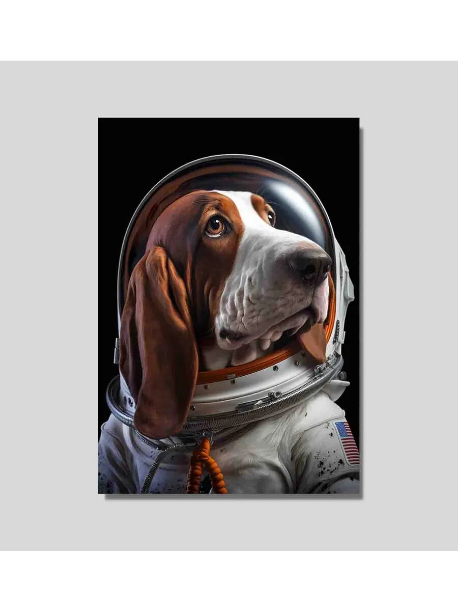 Бассет-хаунд-собака-космонавт 4, Плакат 30x42см
