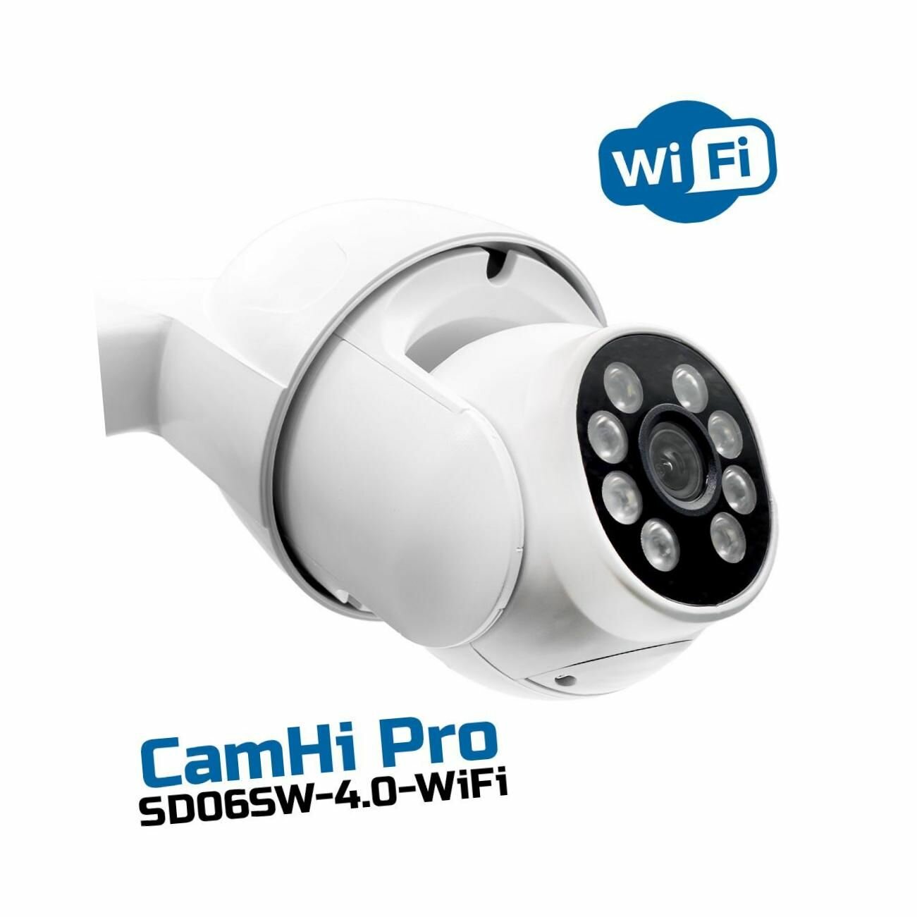 Белая купольная, поворотная Wi-Fi IP камера видеонаблюдения 4Mp (2560х1440) для офиса и дома Pro-CamHi-WiFi SD/06-SW-4.00 (R64256SD0) с записью на SD карту до 128 Гб, датчиком движения и звука.