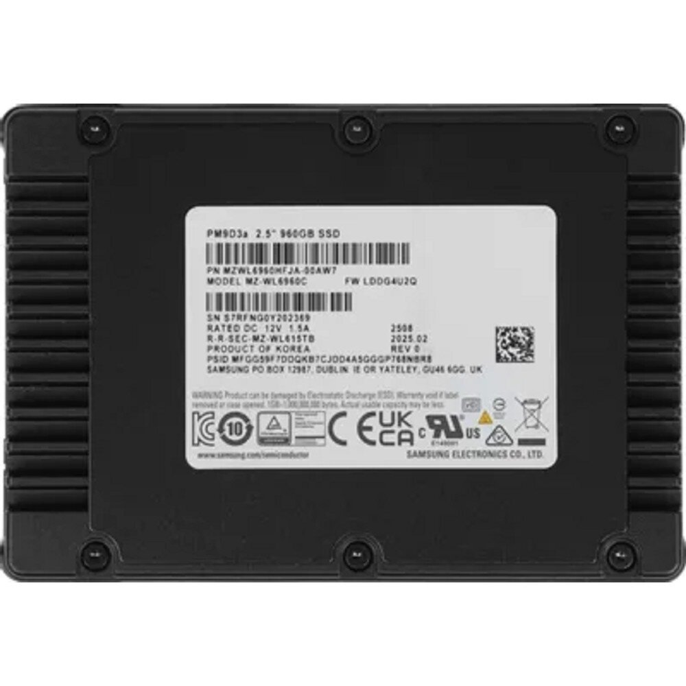 Накопитель Samsung SSD 960Gb PCIe 5.0 x4, 2.5", MZWL6960HFJA-00AW7
