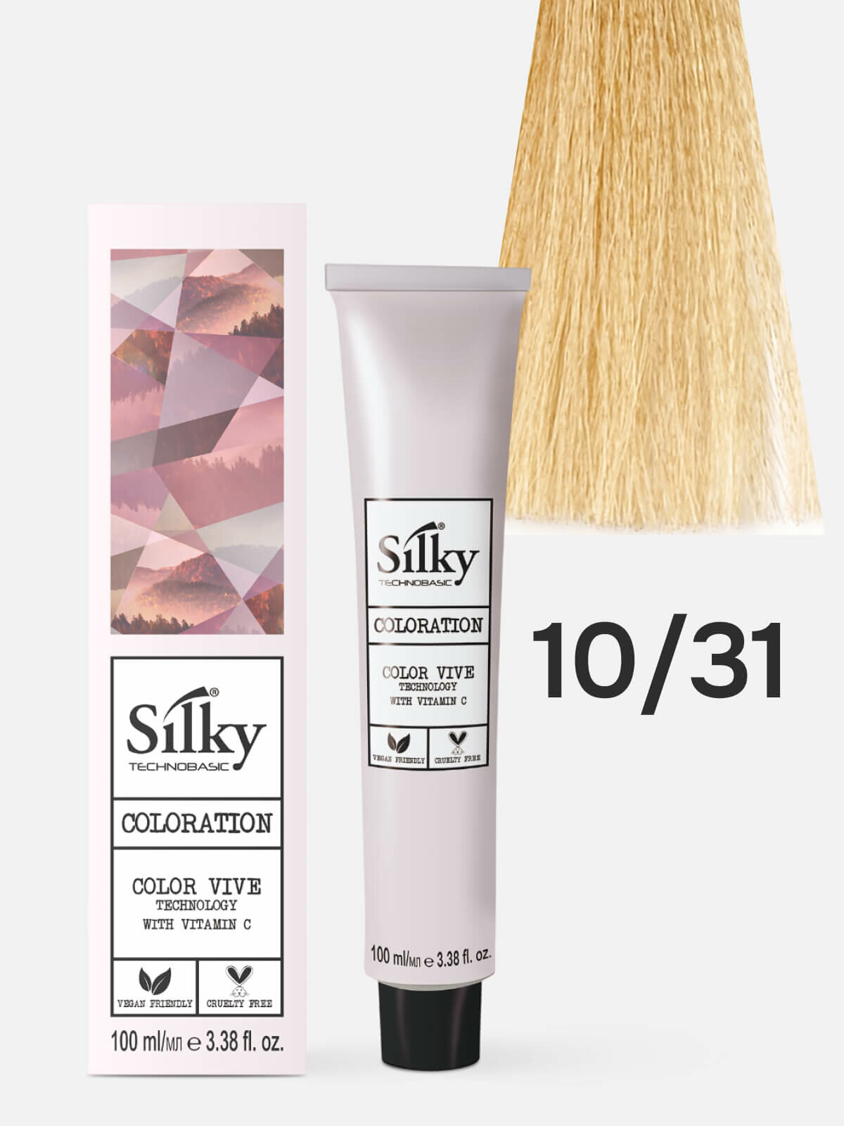 Крем - краска для волос профессиональная Silky Color Vive/Ultralift 10/31 Светлый блонд Бежевый, 100 мл