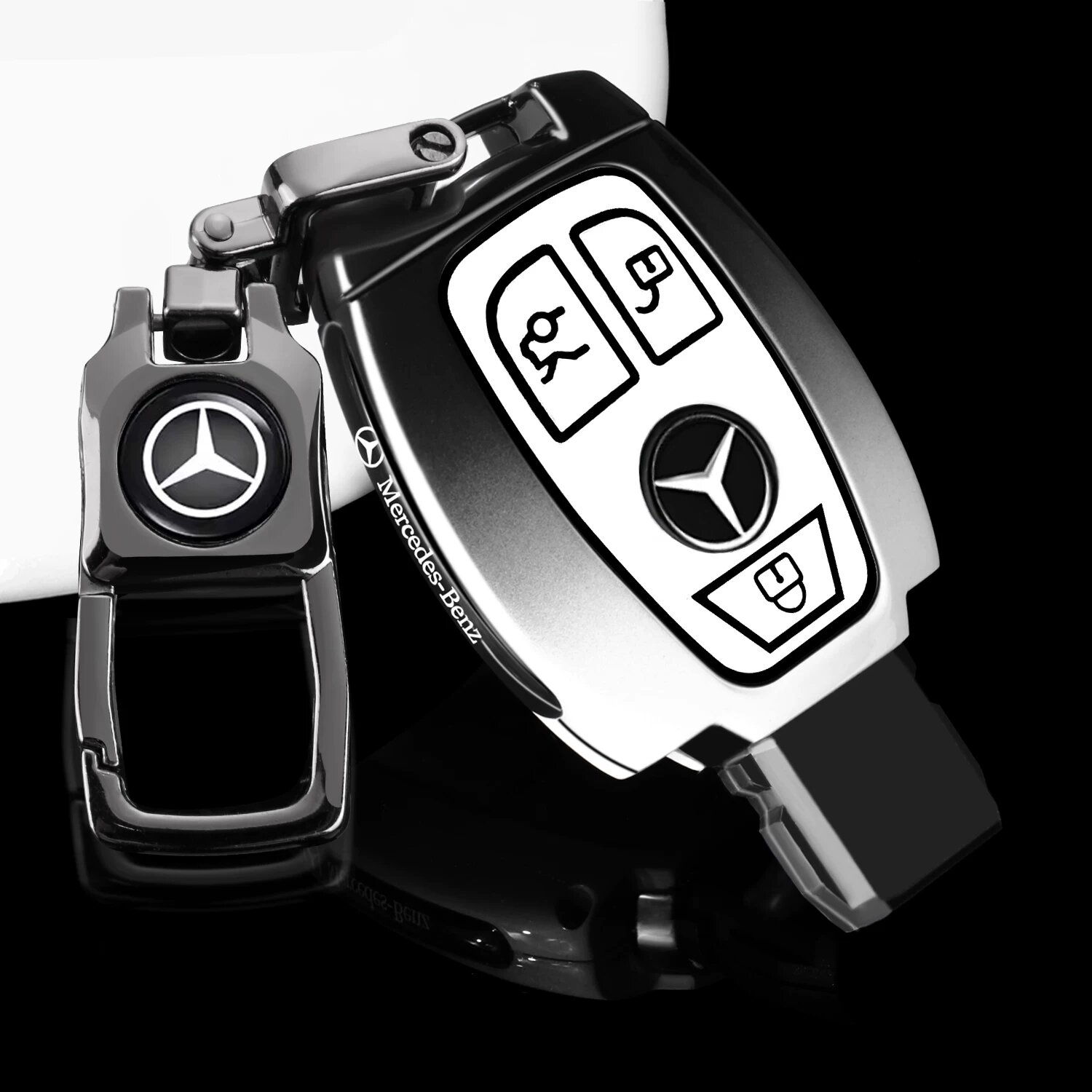 Премиум-ключевой браслет для Mercedes A-класса с градиентной двойной расцветкой белого логотипа металлическим креплением