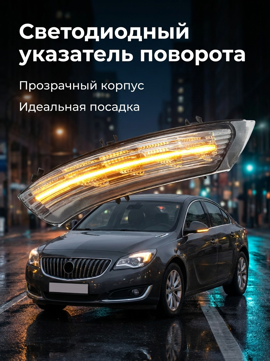 Крышка левого бокового зеркала с LED-повторителем поворота для Buick Regal (2009–2015), оригинальное исполнение