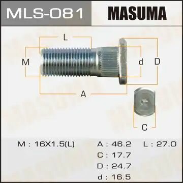 Шпилька колесная m16x1.5 mitsubishi canter mls-081 masuma