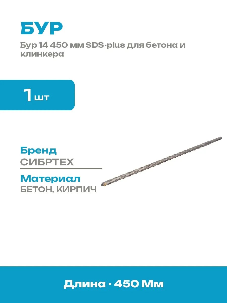 Бур SDS-plus по бетону 14x450 мм оснастка для перфоратора