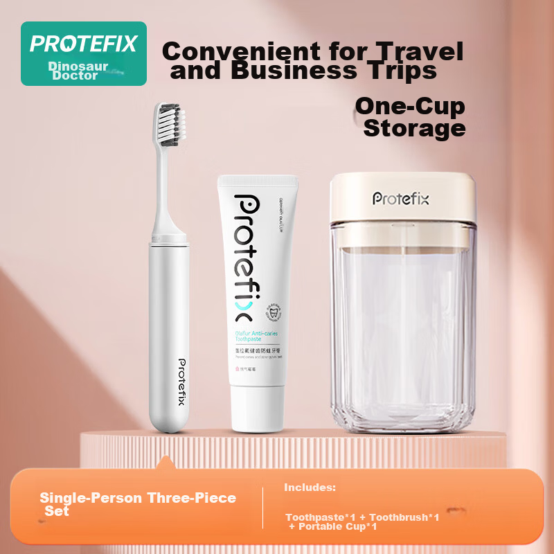PROTEFIX Складной портативный зубная щетка с мягкой щетиной и съемной головкой для взрослых с межзубной щеткой в