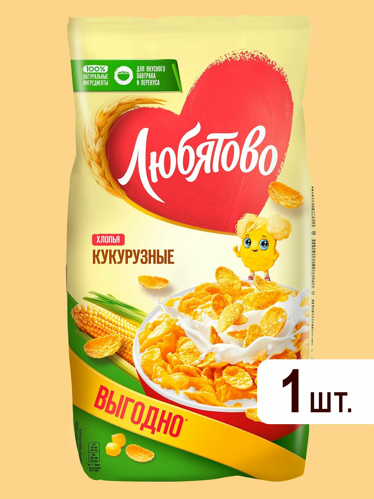 Хлопья кукурузные, Любятово, 600г