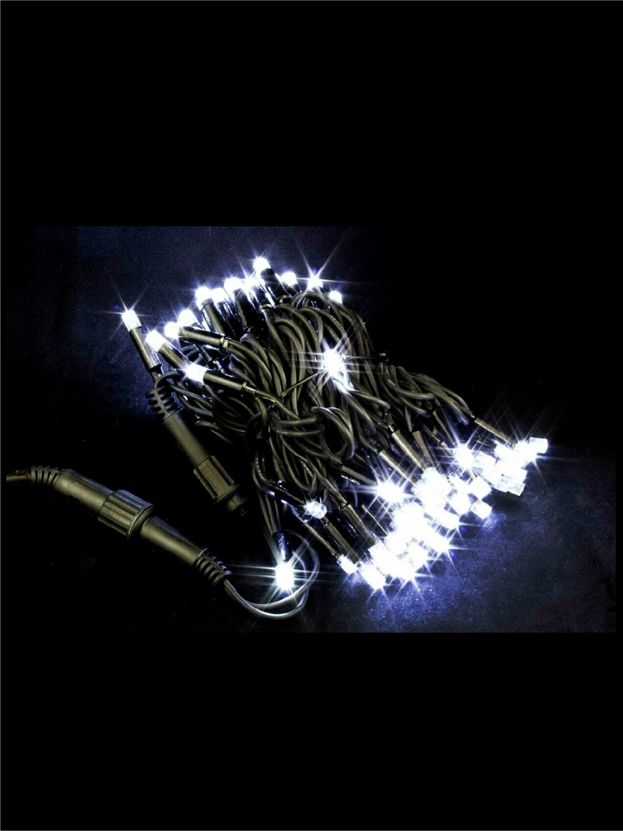Гирлянда уличная нить 10 м, цвет Белый, 100 LED, черный каучуковый провод, статичная , Winner light (Цвет товара: белый 1007b; Длина: 1000 см)