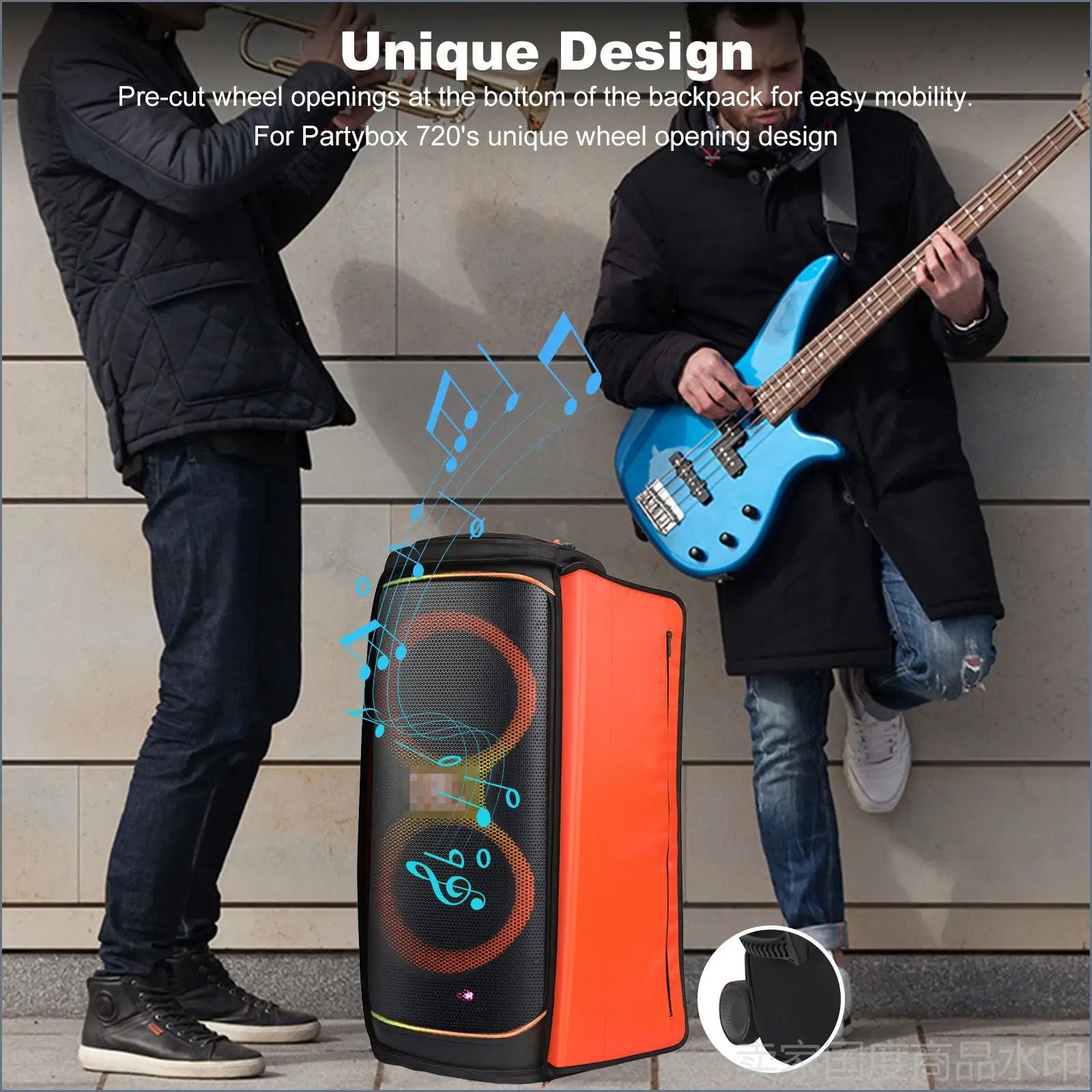 Чехол для JBL PartyBox 720 из водоотталкивающего оксфорда с двумя ручками и двойной молнией