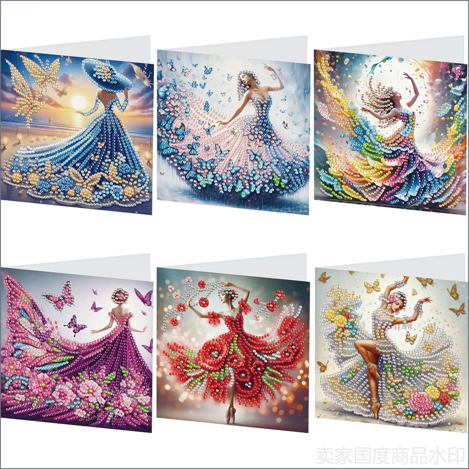 DIY-набор для создания алмазных открыток с изображением девочки в юбке, 6 шт, с конвертами