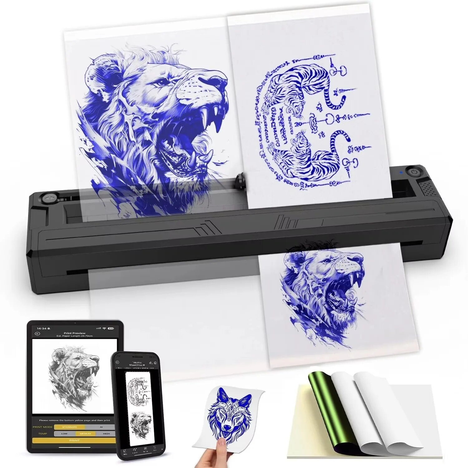Термальный трафаретный принтер для татуировок TRUE STAR, Printer with Paper