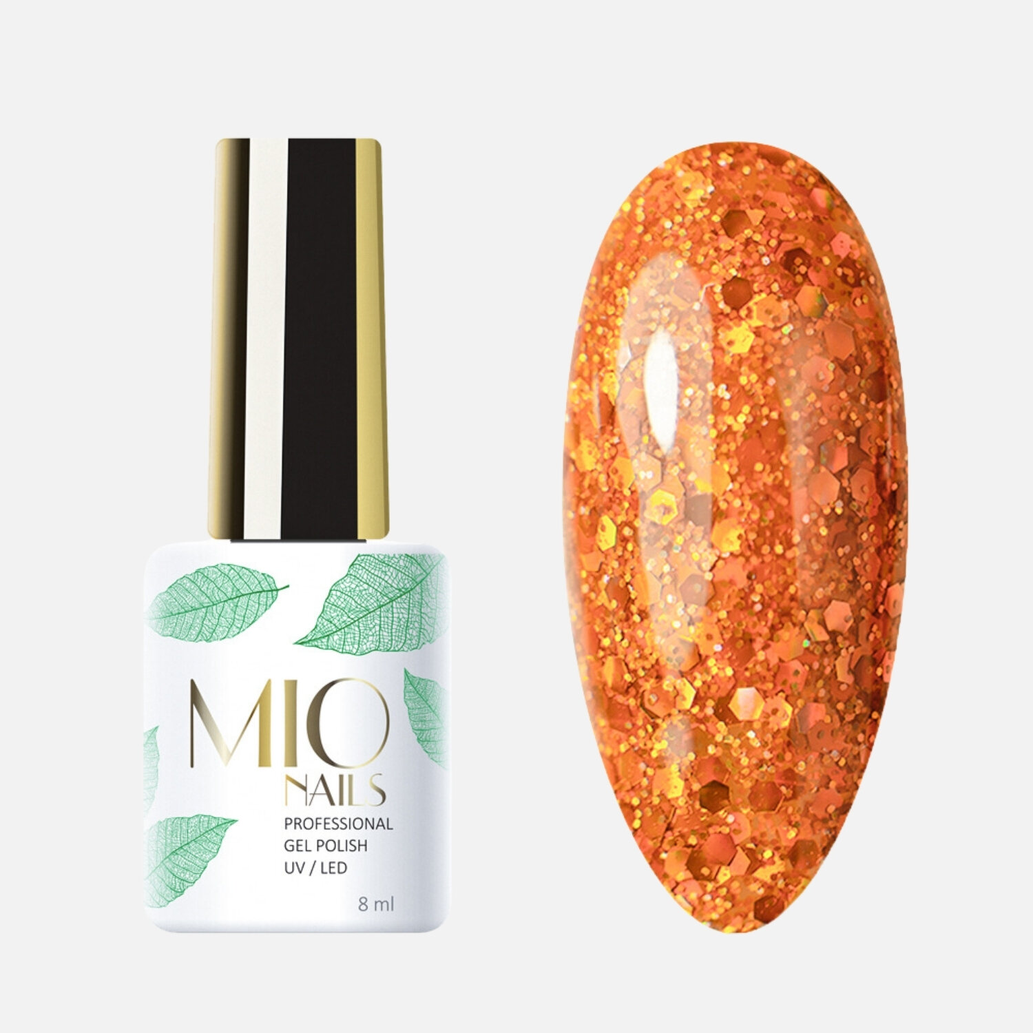 Гель-лак MIO Nails №V-29 Искры огня 8 мл микс желто-оранжевого и ярких блесток с конфетти