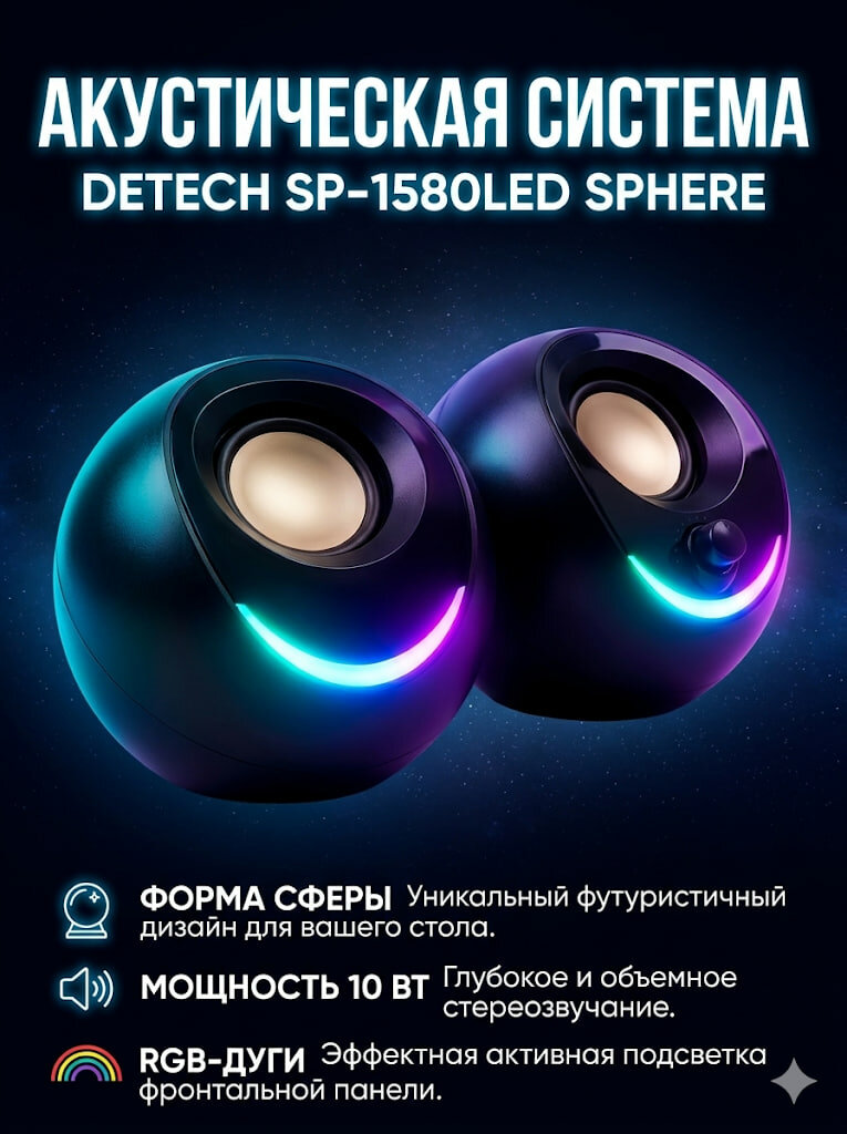 Колонки для компьютера с подсветкой SP-1580LED