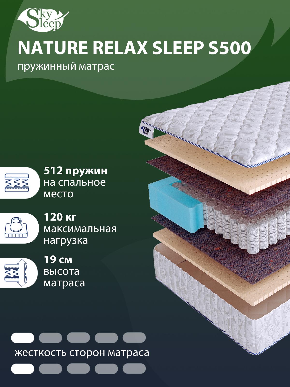 Матрас SkySleep NATURE Relax Sleep S500 60×210, на независимых пружинах, мягкий, 19 см