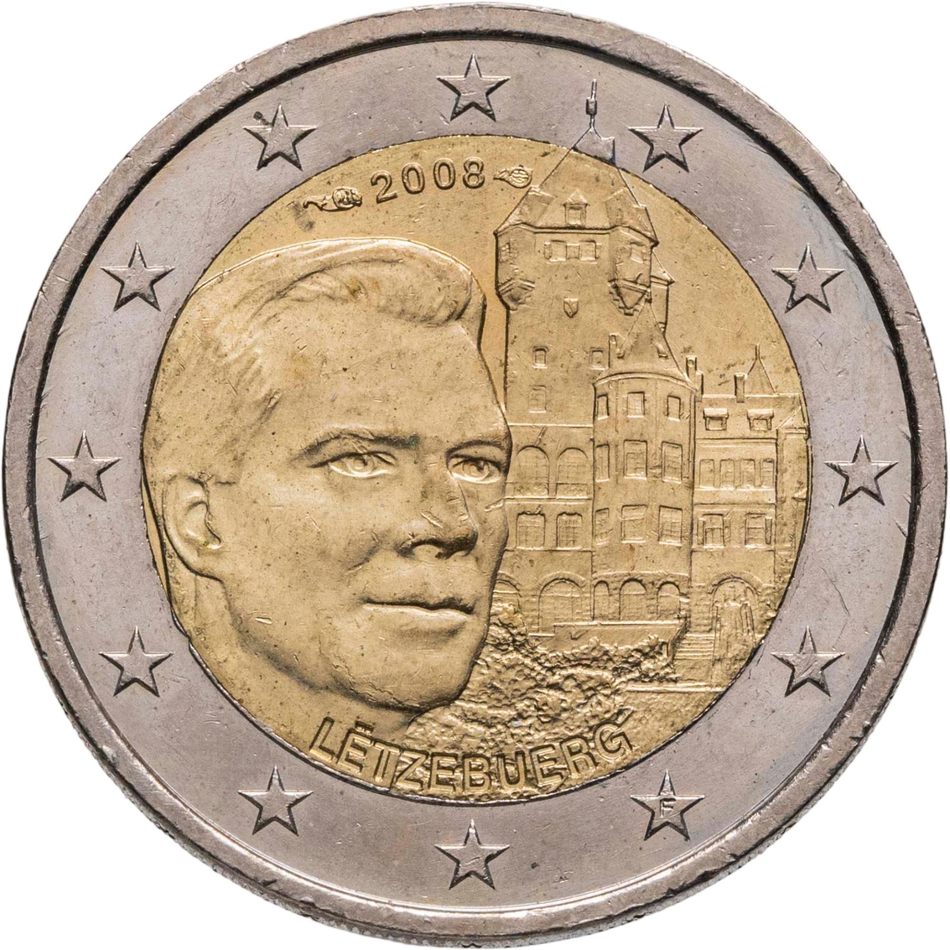Люксембург 2 евро 2008 "Замок Берг - резиденция великих герцогов", Биметалл, в сохранности UNC