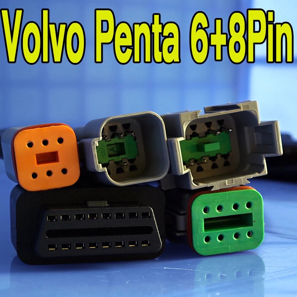 : Диагностический кабель Vocom для промышленных и морских двигателей Volvo Penta Vodia, 6+8, Vodia5, 6-контактный, 8-контактный, адаптеры кабелей OBDII