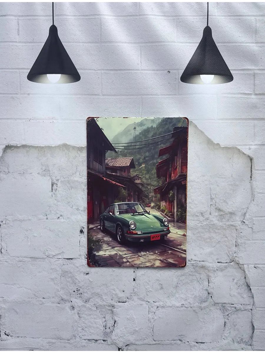 Декор на стену табличка металлическая Porsche