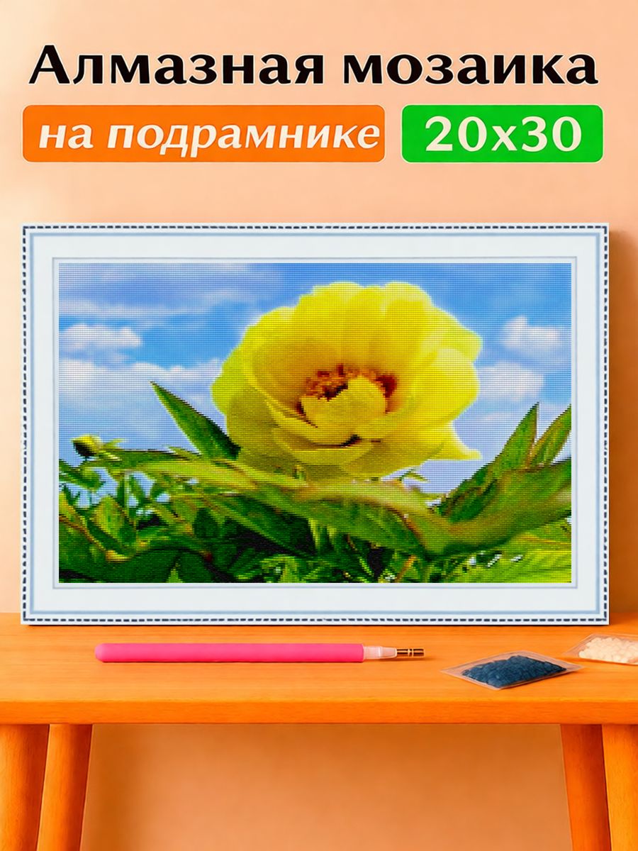 Алмазная мозаика на подрамнике 20х30 - Цветы