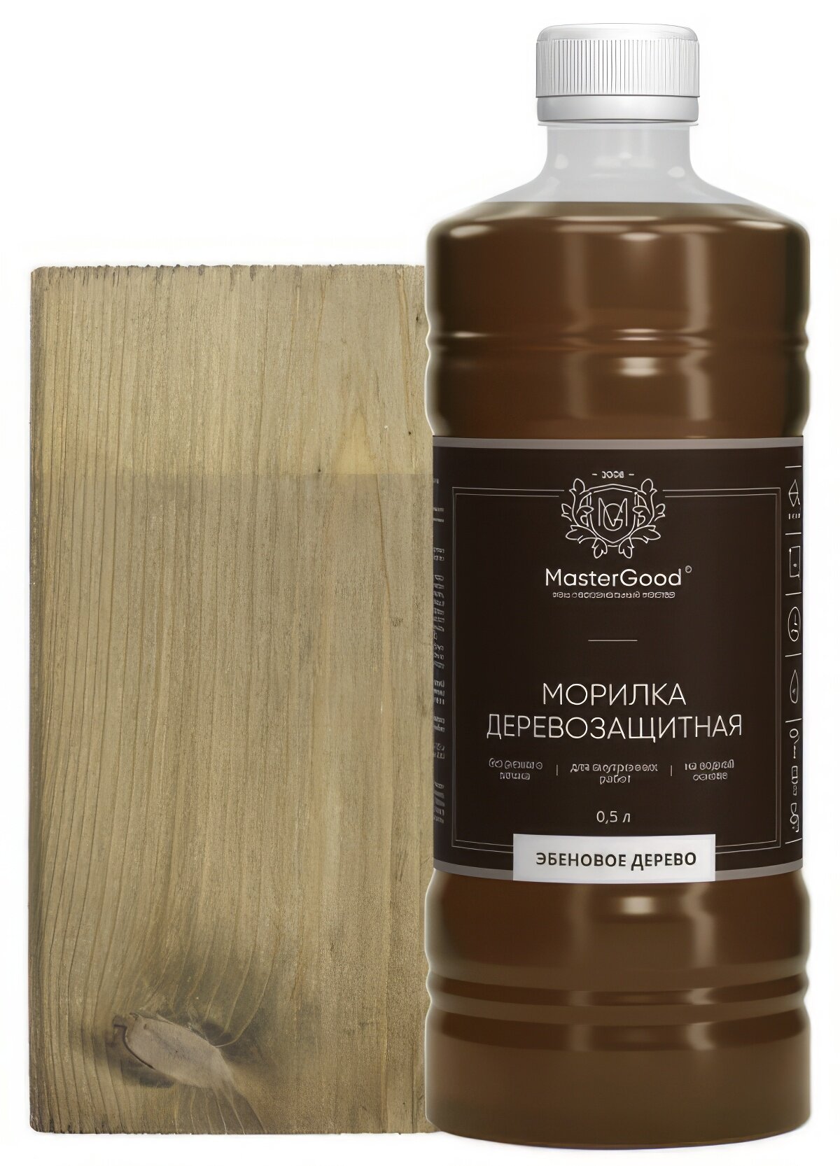 Морилка деревозащитная MASTERGOOD эбеновое дерево 0,5л