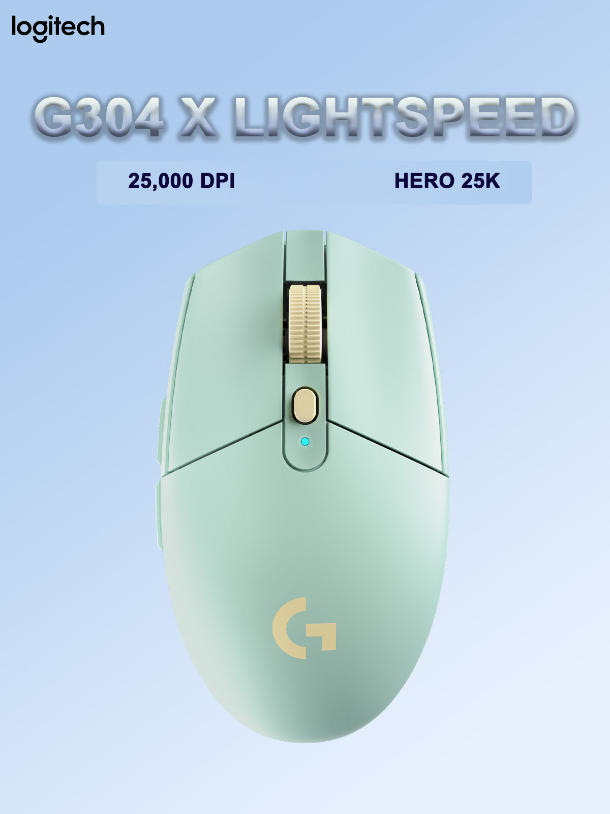 Logitech G Игровая мышь беспроводная G304 X LIGHTSPEED с USB-кабелем, светло-зеленый