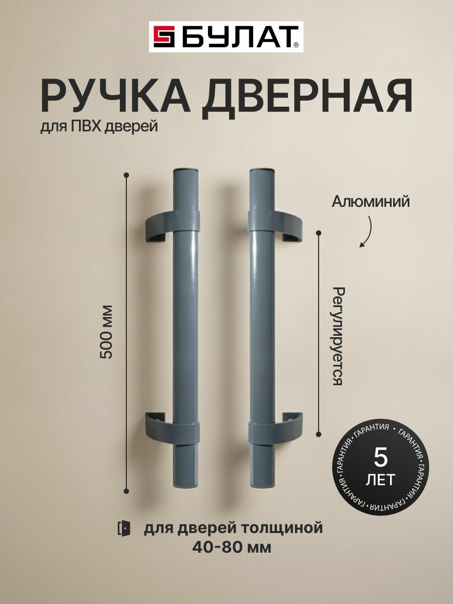 Ручка скоба для пвх дверей большая булат РС-03.500.7016 антрацит