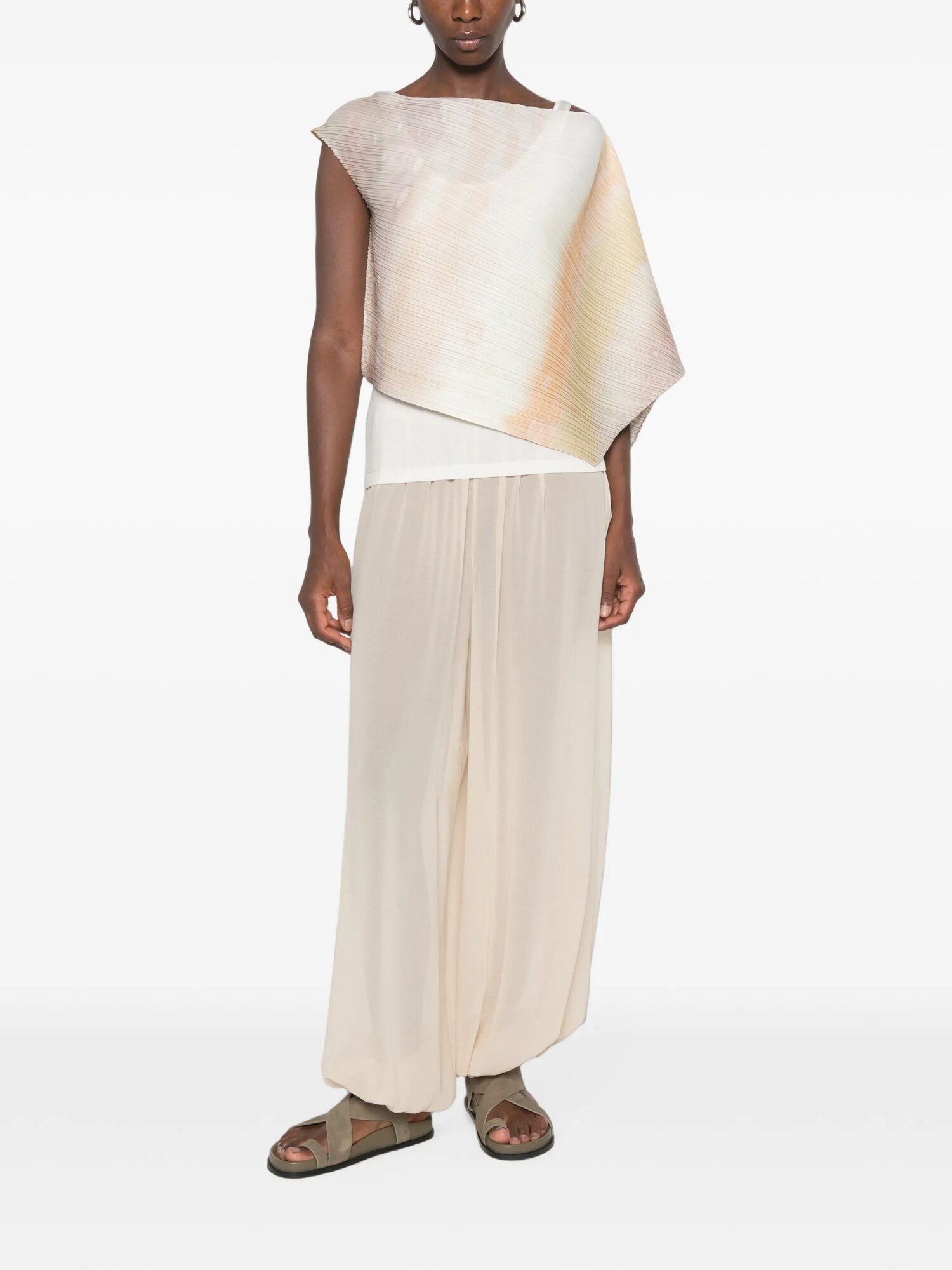 Топ Pleats Please Miyake Asymmetric-design pleated top, размер OneSize, зеленый, — фото 1