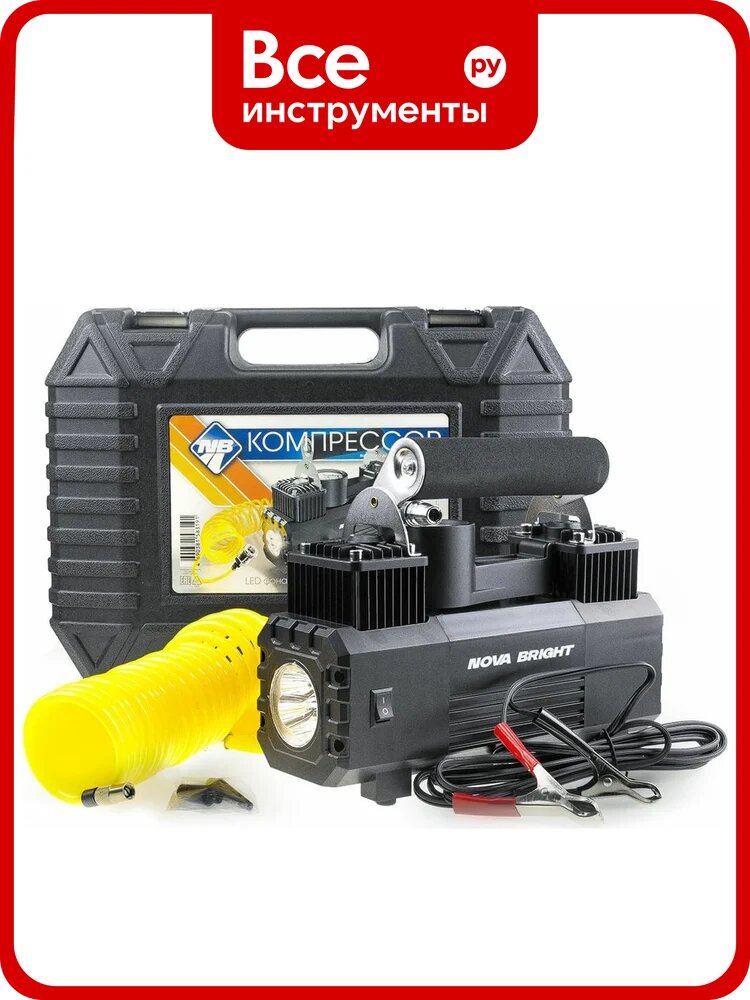 Компрессор АК-65 Nova Bright двухпоршневой, до 65 л/мин,140 PSI, 12 В 47160