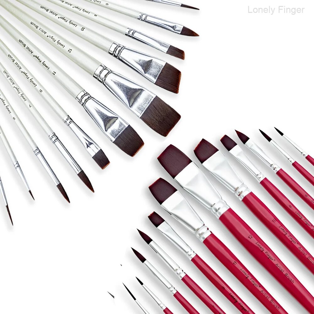 Набор кистей для аквагрима Lonely Finger 12/24 шт. Бордовый, 12 White 12 Red