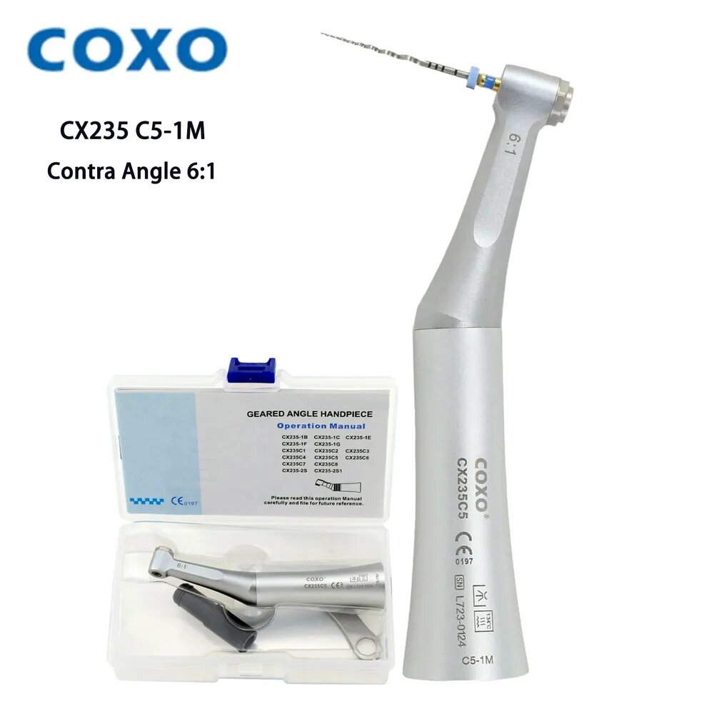 Низкоскоростной наконечник COXO CX235 C5-1M, эндодонтический contra angle 6:1, под головки VDW Push-button