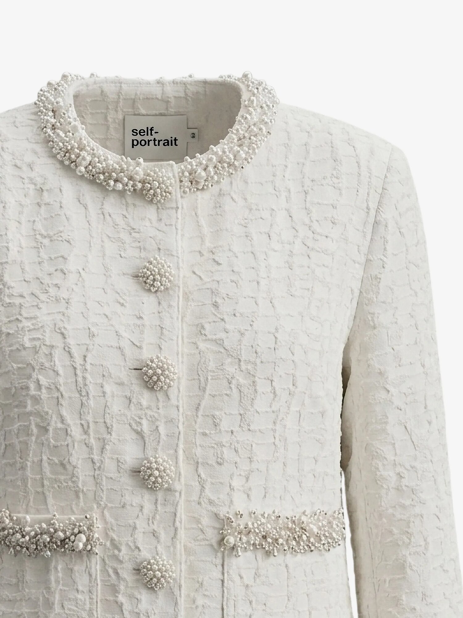 Куртка Self-Portrait Cream textured denim jacket, размер 10 — фото 1