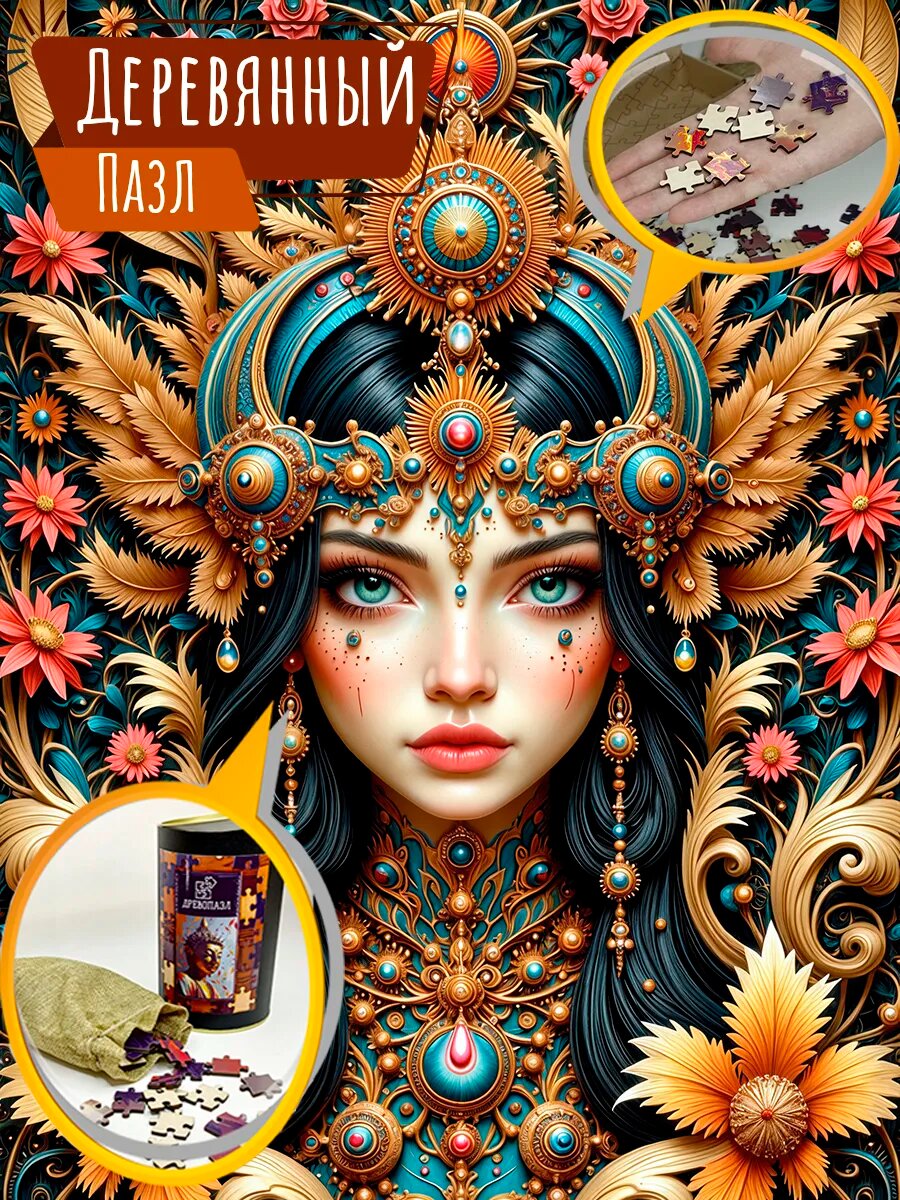Деревянные пазлы принцесса природы