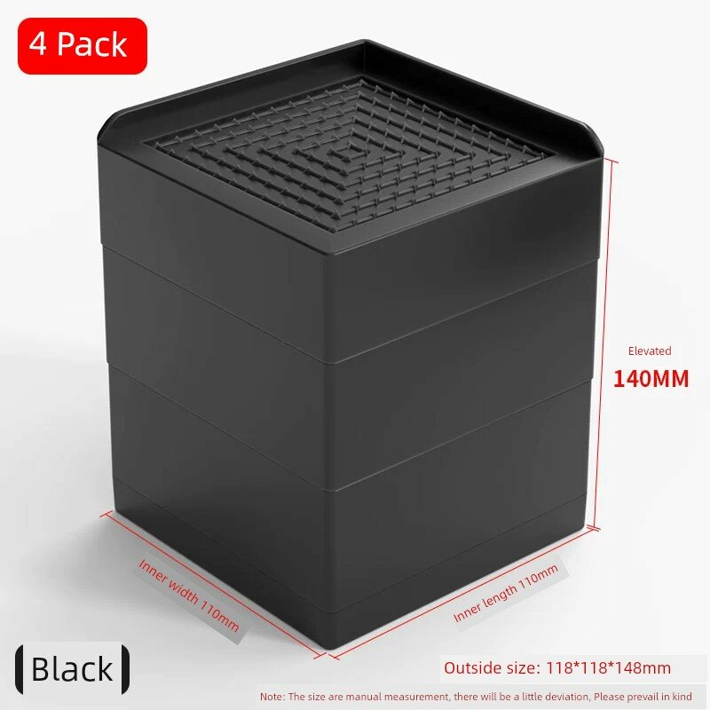 Черные подставки в форме буквы L для ножек мебели 11x11 см основание, высота 14 см, 4 шт.