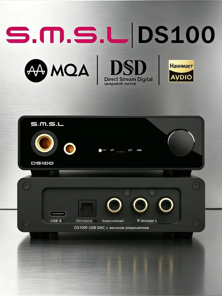 Аудиодекодер SMSL DS100, USB, декодирование MQA-CD, CS43131, оснащенный чипом XU316, 32-битным/ 768 кГц и DSD256, оптическим волокном, коаксиальным входом, функцией усиления для наушников