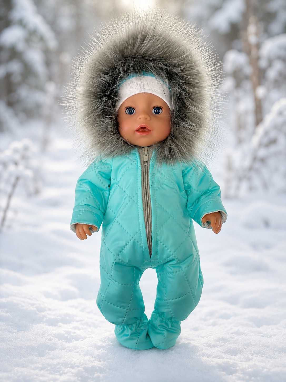 Одежда для куклы Baby Born 38-43 см, зимний комбинезон, боди и шапка, 3 предмета, КуклаПупс