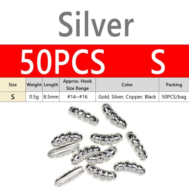 50шт. приспособления для нимф/креветок, Silver, S