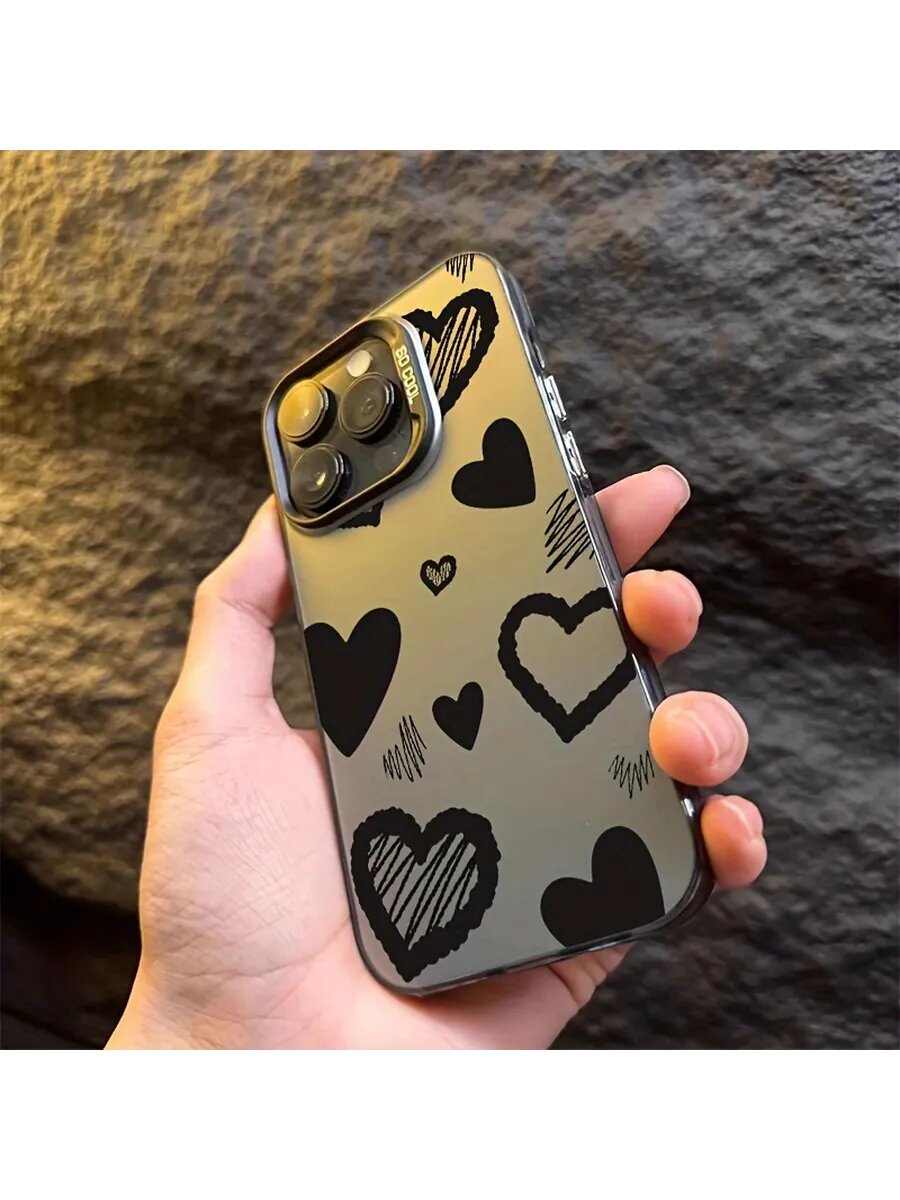 Чехол на IPHONE 12/12 PRO черный Черные любовные граффити