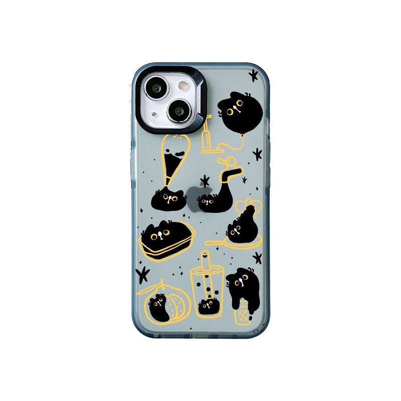 Чехол на Aйфон 15 / IPHONE 15 Черный с принтом Маленькая черная кошечка стиле силиконовый противоударный